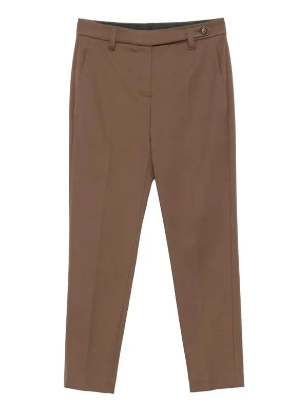Brunello Cucinelli Tapered Leg Cotton Trousers - Brown