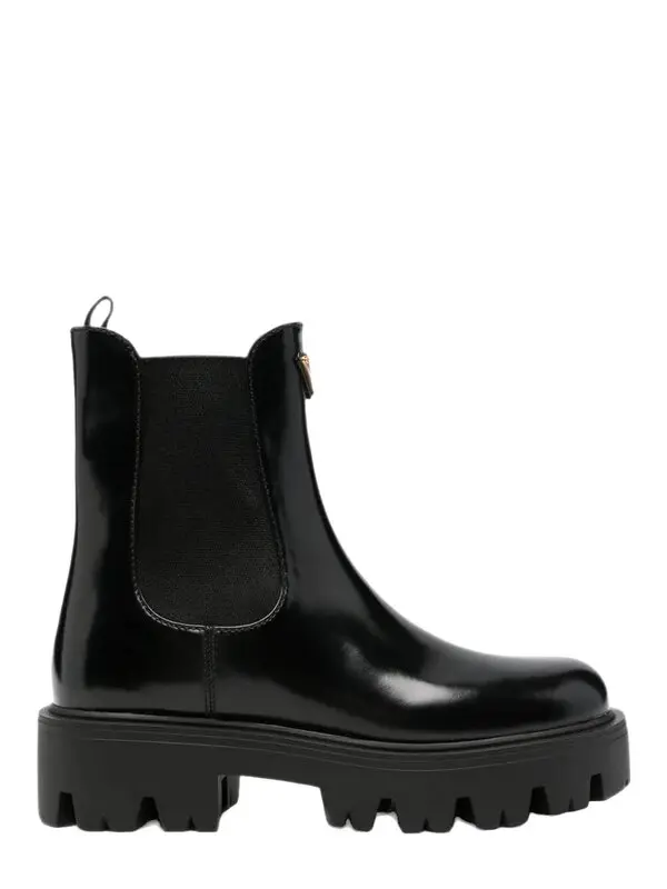 Prada Brushed Leather Booties - Black