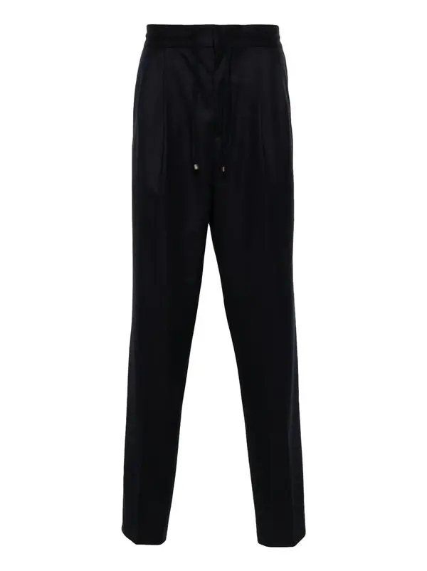 Brunello Cucinelli Wool Flannel Leisure Fit Trousers - Blue