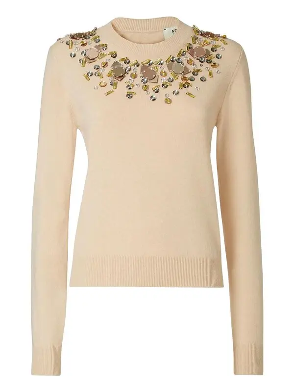 Fendi Cashmere Wool Embellished Pullover - Multicolor