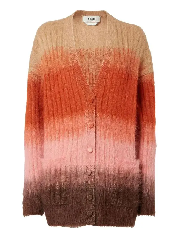 Fendi Gradient Mohair And Wool Oversized Cardigan - Multicolor