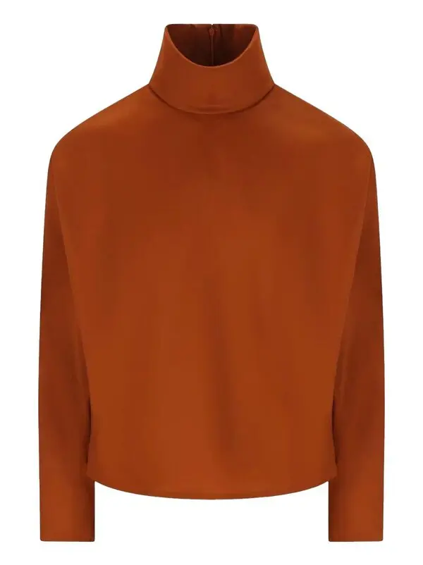 Saint Laurent High-neck Satin Top - Brown