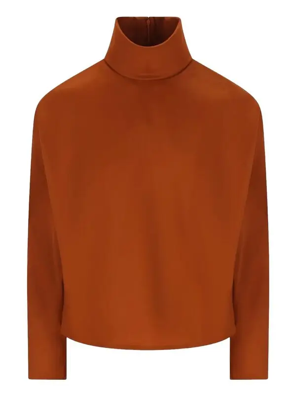 Saint Laurent High-neck Satin Top - Brown