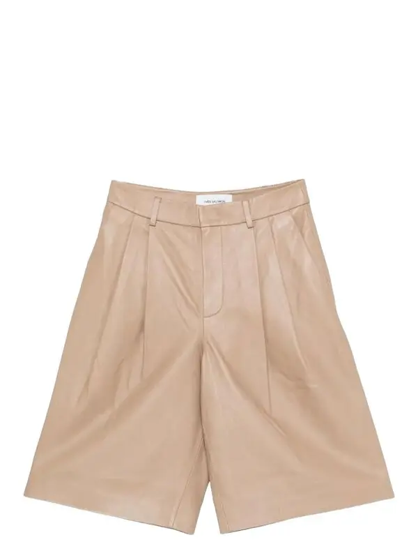 YVES SALOMON Pleated Leather Bermudas - Multicolor