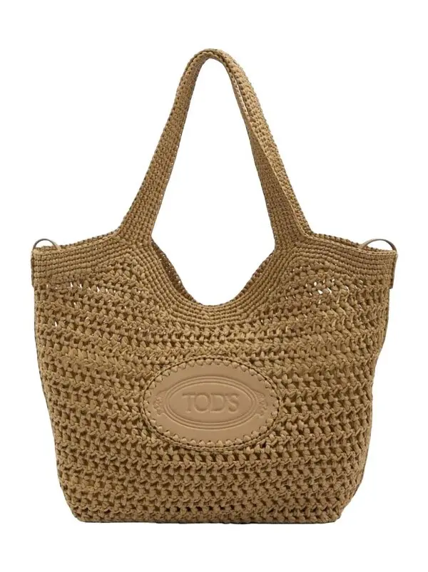 TOD'S Raffia And Leather Medium Shopping Bag - Multicolor