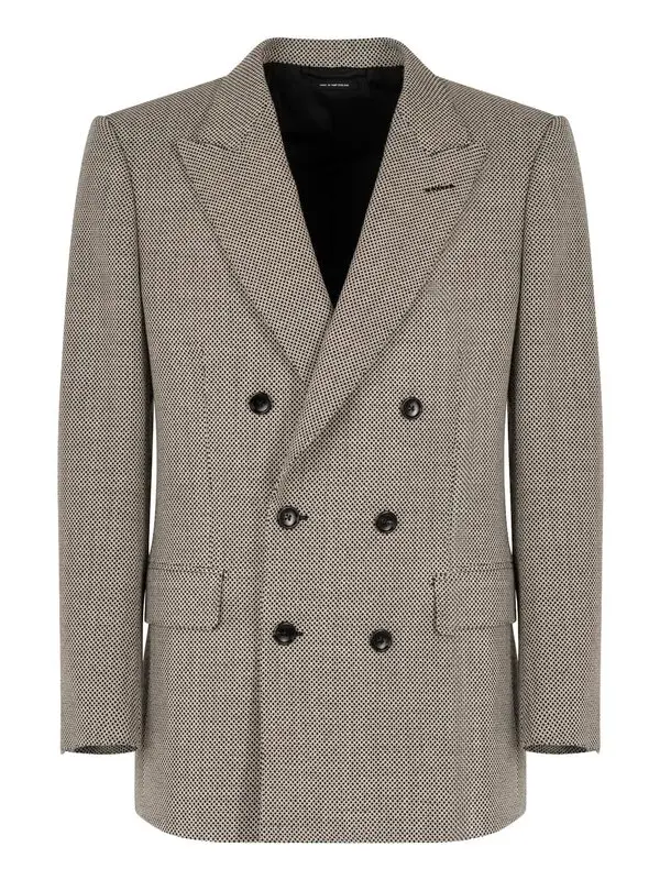 TOM FORD Opposite Birdseye Double-breasted Jacket - Multicolor