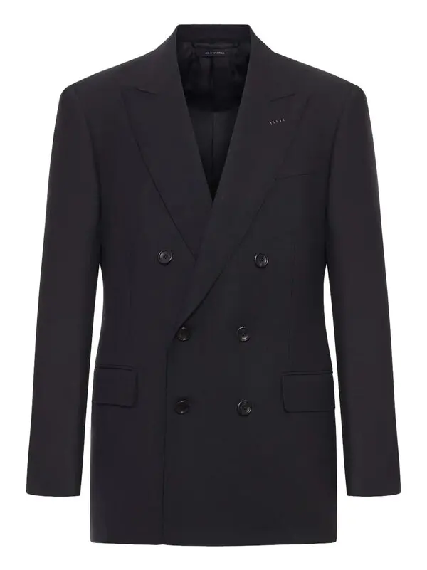 TOM FORD High Twist Double Breasted Wool Jacket - Black