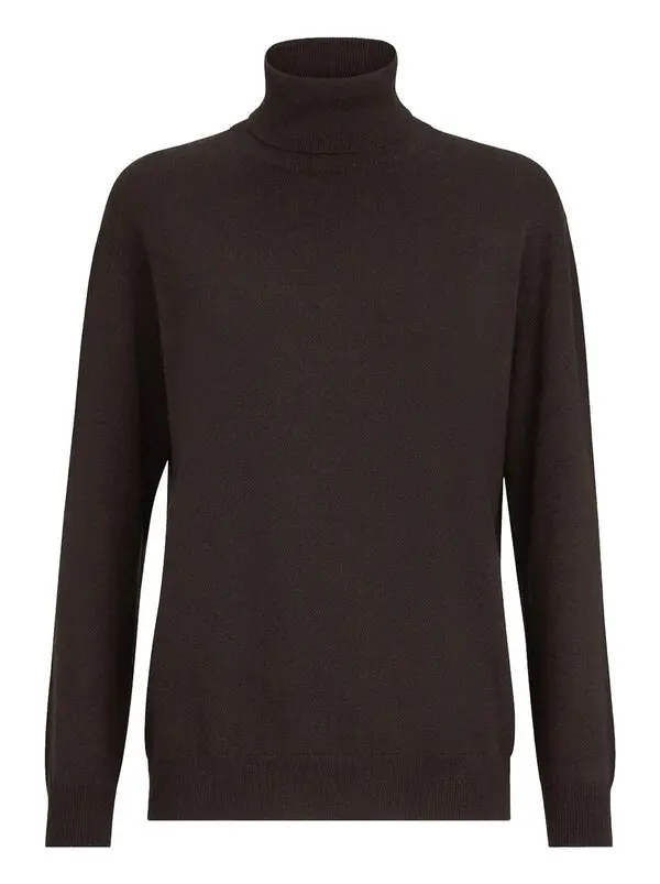 Brunello Cucinelli Cashmere Turtleneck Sweater With Monili - Brown
