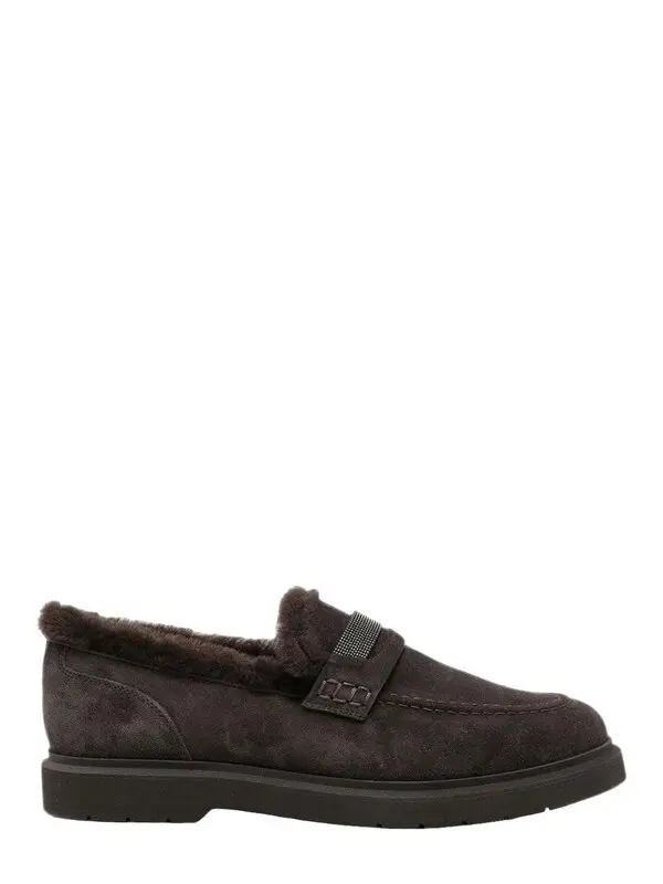Brunello Cucinelli Suede Penny Loafers - Brown