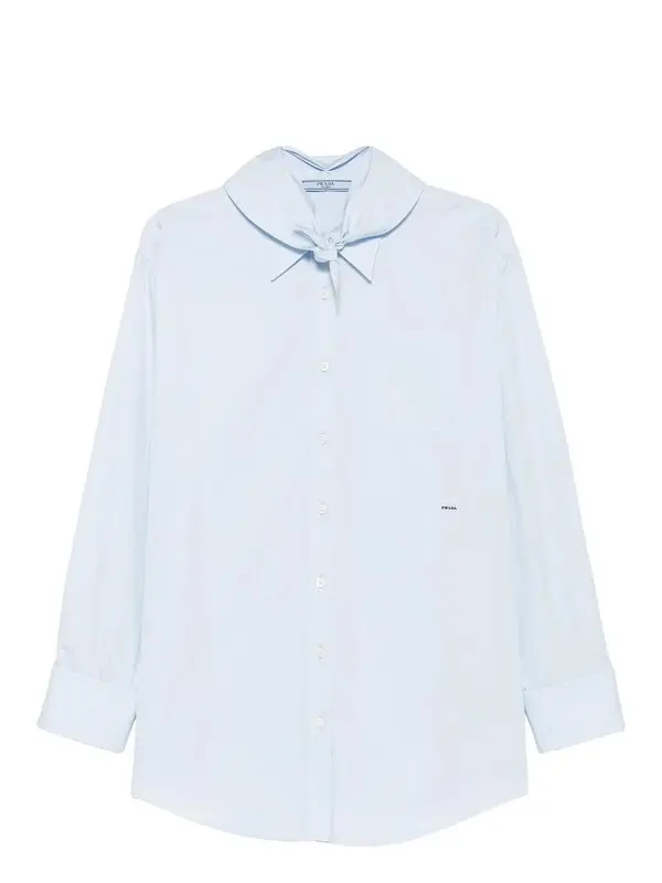 Prada Poplin Shirt With Knot Detail - Blue