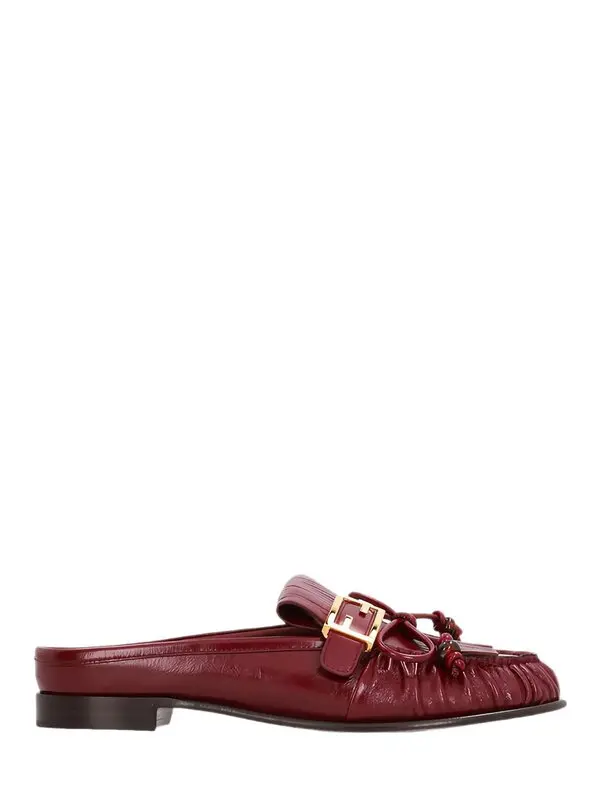 Fendi Baguette Leather Sabots - Brown