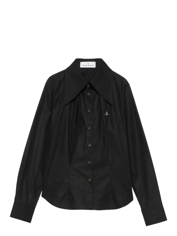VIVIENNE WESTWOOD Violin Orb-embroidered Cotton Shirt - Black