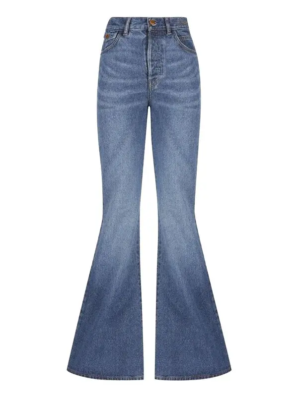 Chloé Cotton Denim Flared Jeans - Blue