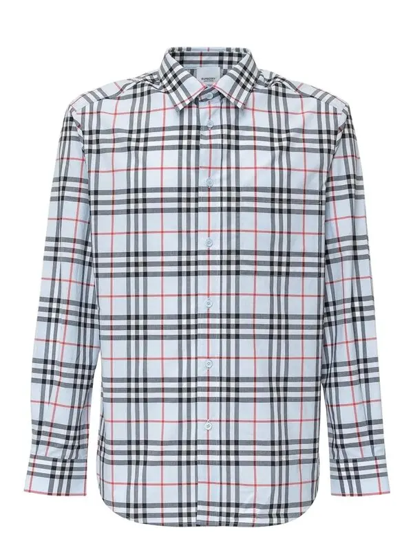 Burberry Checked Cotton Shirt - Blue