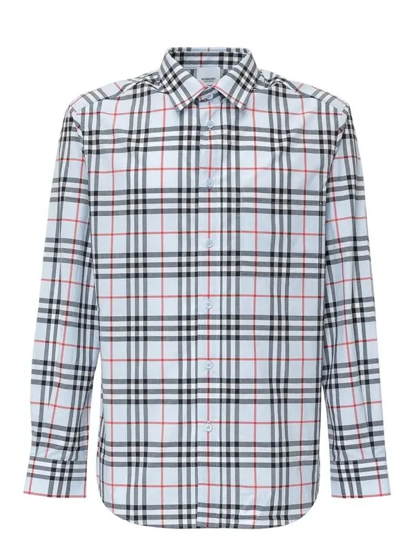 Burberry Checked Cotton Shirt - Blue