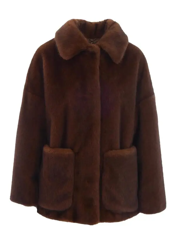 Herno Faux-fur Short Coat - Brown