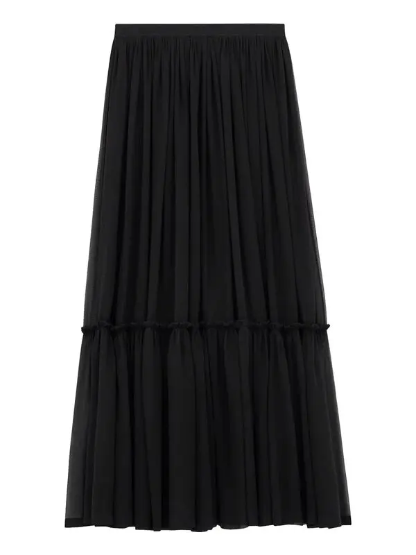 Saint Laurent Silk Crepe Muslin Skirt - Black