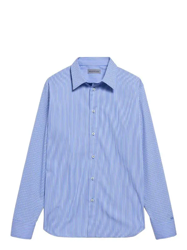 Balenciaga Striped Poplin Shirt - Blue
