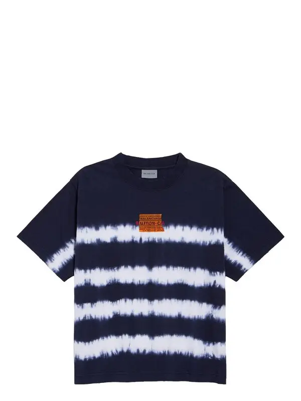 Balenciaga Taped And Dyed Medium Fit T-shirt In Dry Jersey - Blue