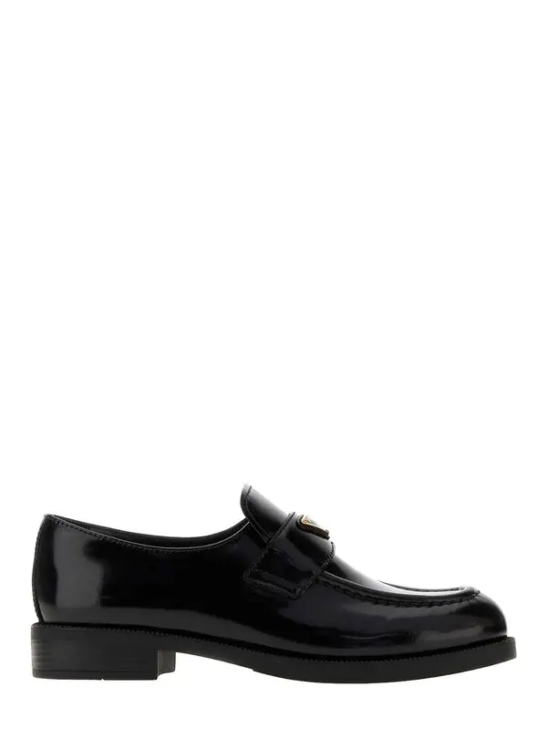 Prada Brushed Leather Loafers - Black
