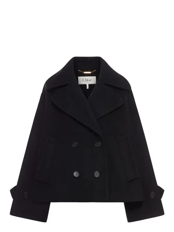 Chloé Oversized Wool Short Coat - Black