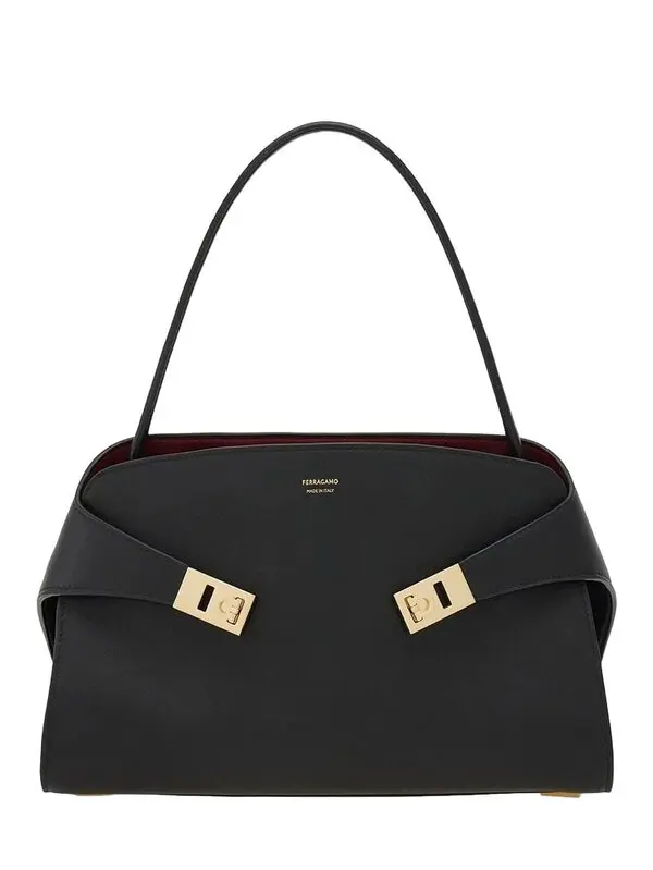 FERRAGAMO Hug Soft Medium Bicolor Shoulder Bag - Black