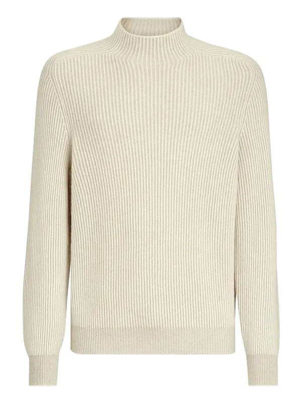 Brunello Cucinelli Cashmere English Rib Turtleneck Sweater - Multicolor