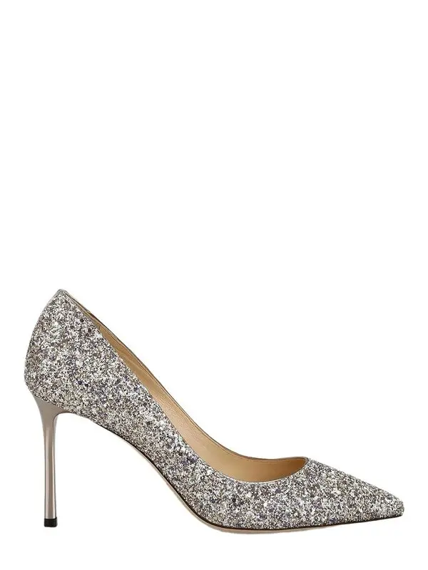 JIMMY CHOO Romy 85 Glitter Fabric Pointy Toe Pumps - Silver