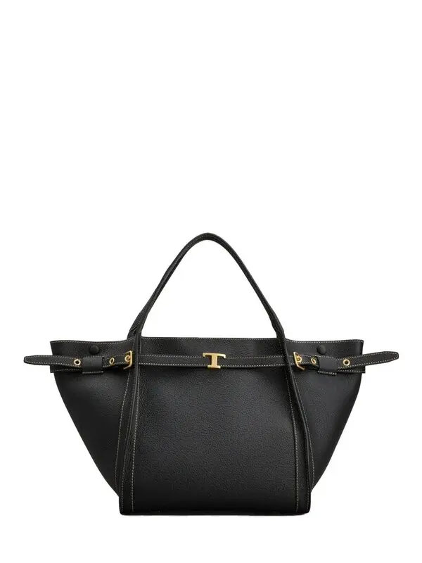 TOD'S T Signature Small Shopping Bag In Leather - Black