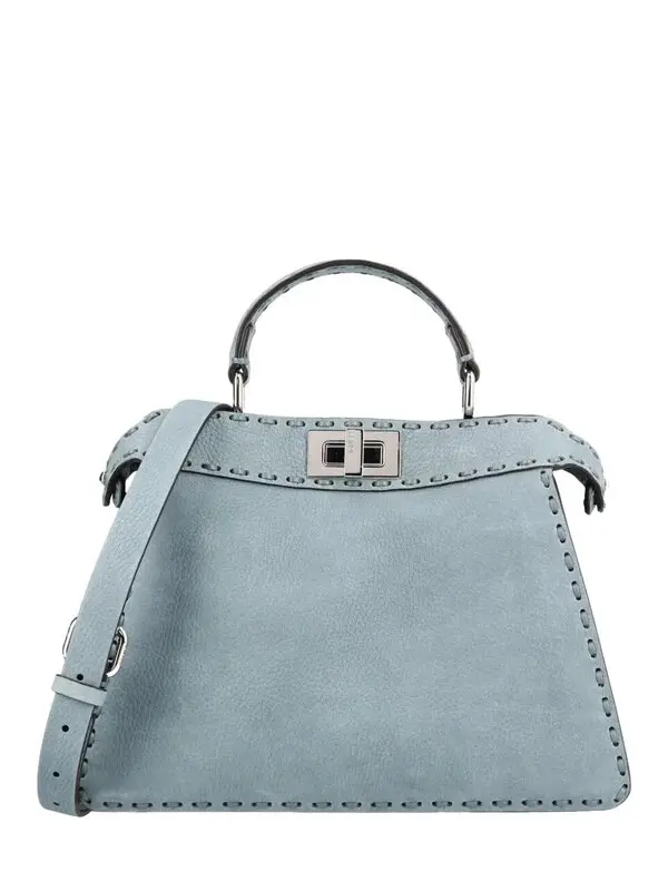Fendi Peekaboo Iseeu Small Bag In Nubuck Leather - Silver