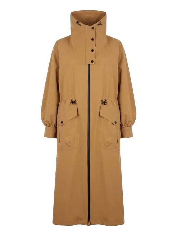 Herno Long Funnel-neck Trench Coat - Brown