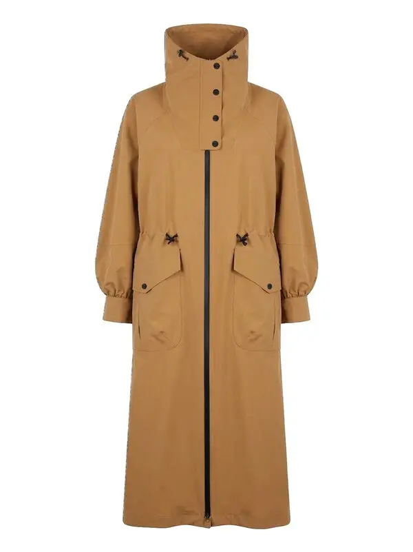 Herno Long Funnel-neck Trench Coat - Brown