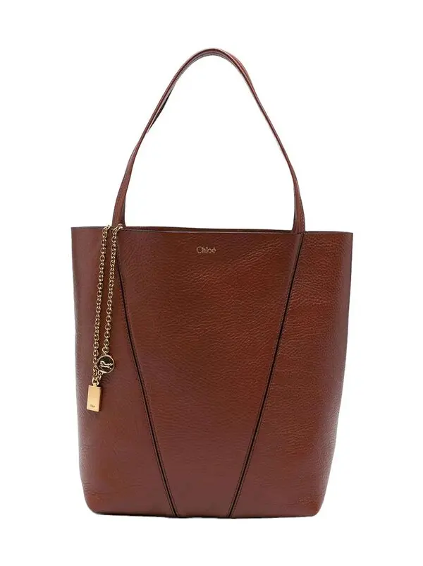 Chloé Spin Tote Bag In Grained Leather - Brown
