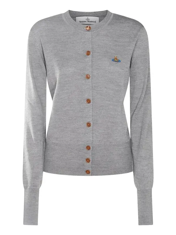 VIVIENNE WESTWOOD Bea Ribbed-knit Cardigan - Gray