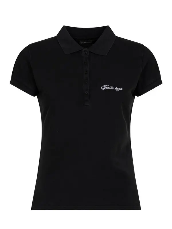 Balenciaga Fitted Polo With Logo Embroidery - Black