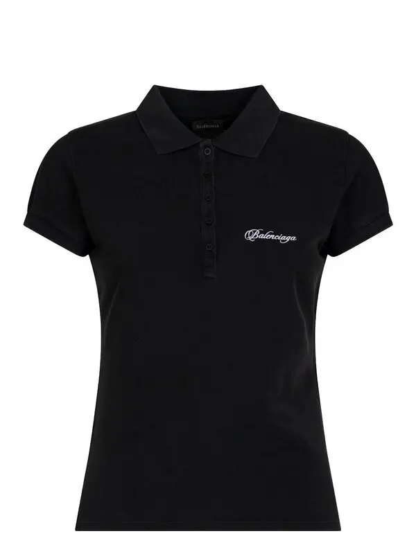 Balenciaga Fitted Polo Top - Black