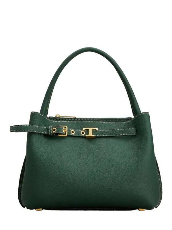 TOD'S Leather Mini Handbag With T-timeless Accessory And Detachable Strap - Green