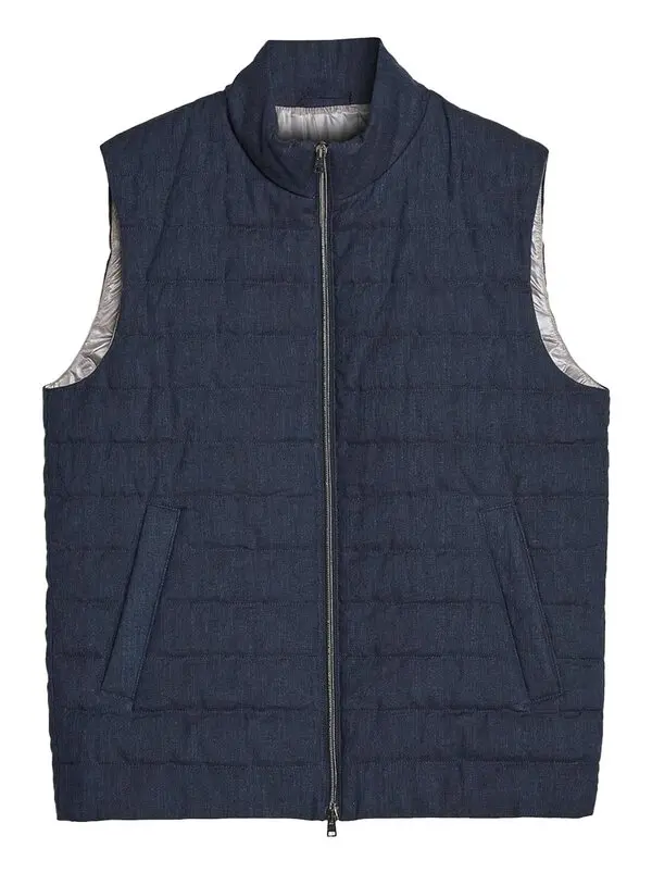 Herno Linen Down Gilet - Blue