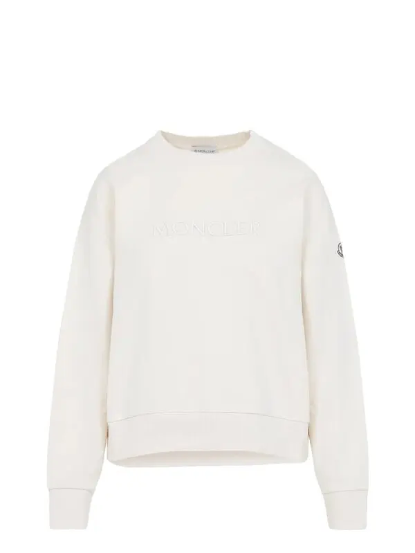 Moncler Embroidered Logo Cotton Sweatshirt - Cream