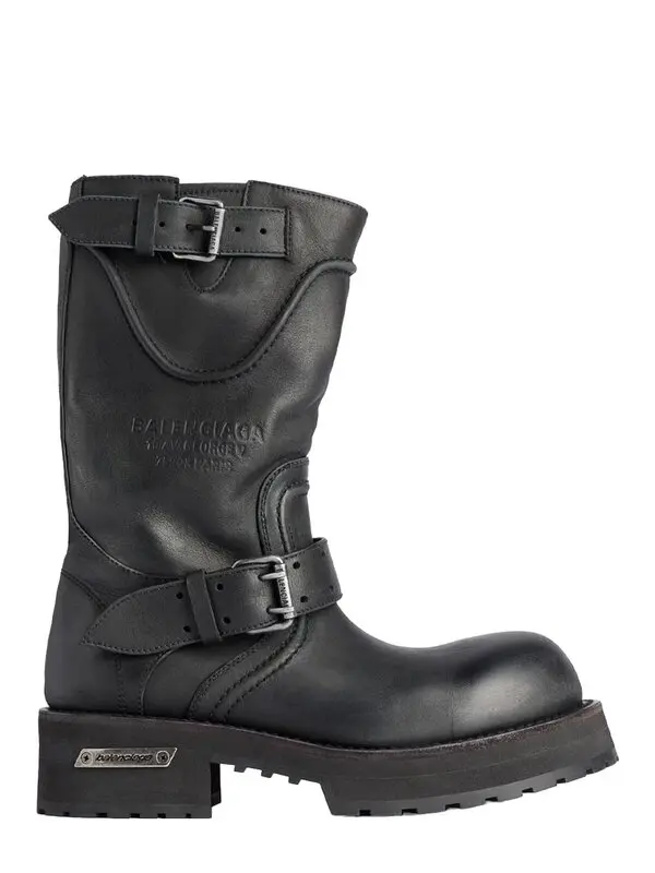 Balenciaga Venom Boots In Worn-out Effect Leather - Black