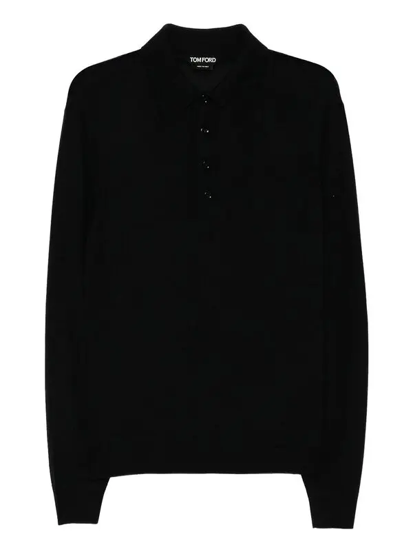 TOM FORD Wool Knitted Polo - Black