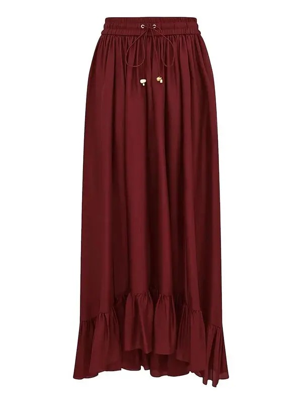 Zimmermann Aster Silk Maxi Skirt - Red