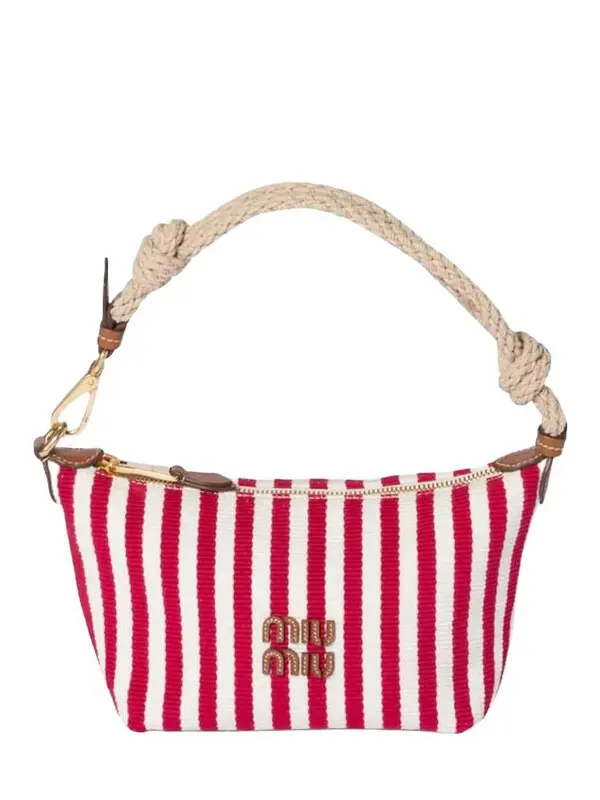 Miu Miu Cotton And Leather Pouch - Red