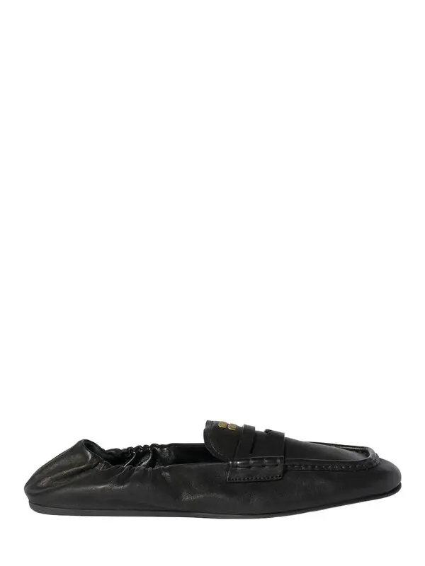Miu Miu Ruches Nappa Leather Loafers - Black