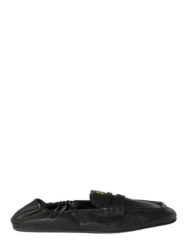 Miu Miu Ruches Nappa Leather Loafers - Black