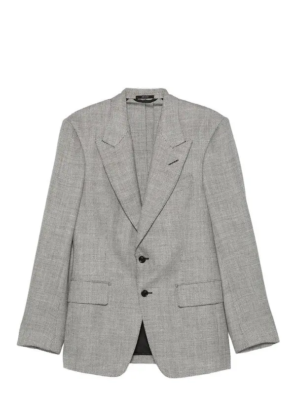 TOM FORD Herringbone-pattern Wool Blend Blazer - Black