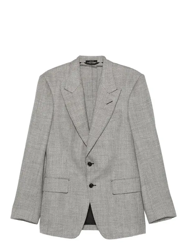 TOM FORD Herringbone-pattern Wool Blend Blazer - Black