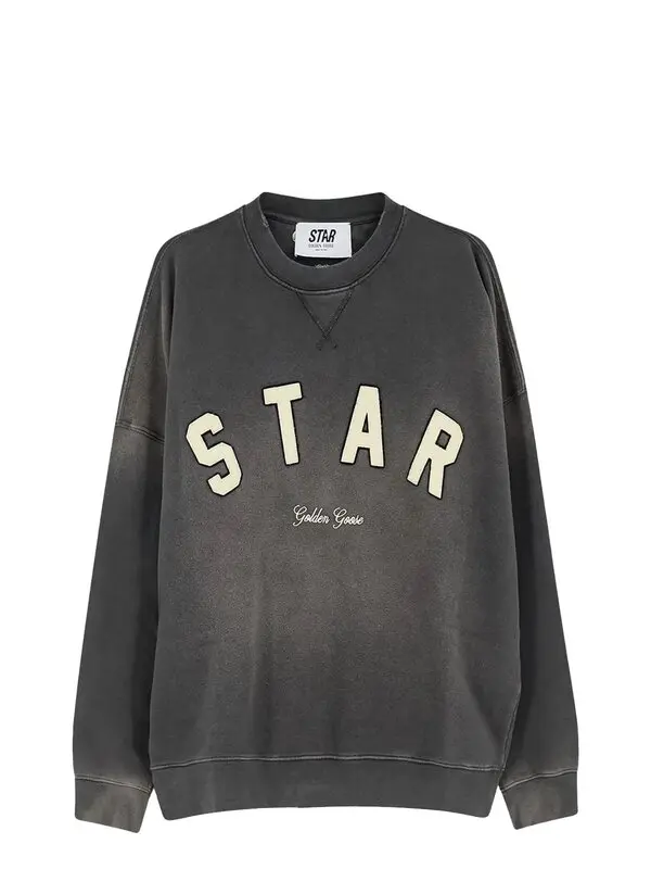 GOLDEN GOOSE Star-print Boxy Fit Crewneck Sweatshirt - Gray