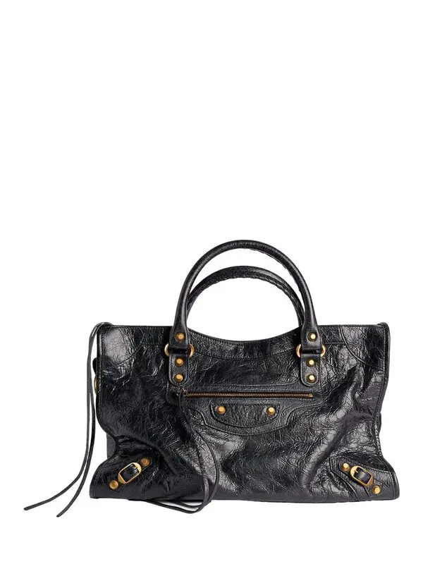 Balenciaga Le City Medium Bag In Arena Leather - Black