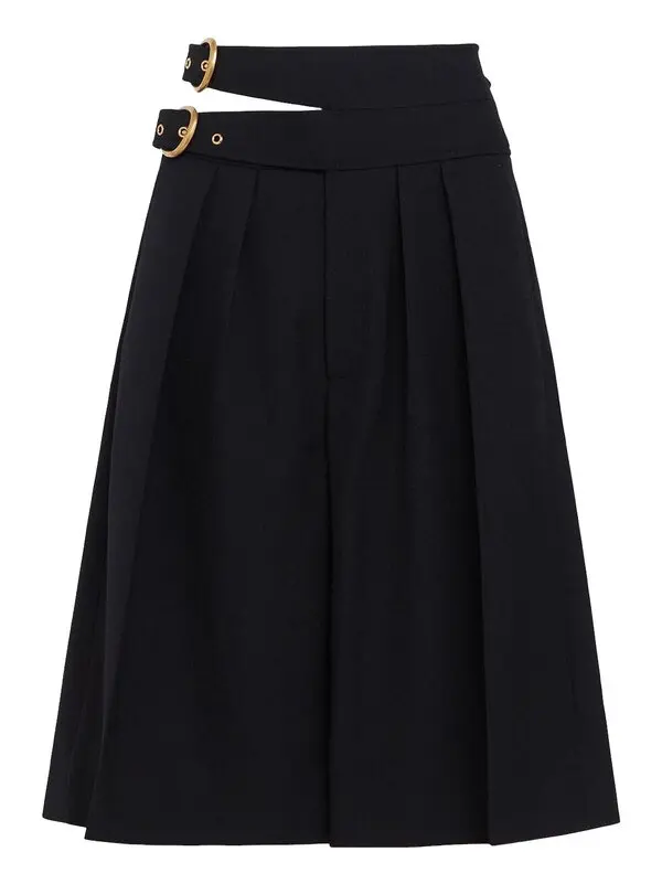 Chloé Double Belt Wool Bermudas - Black